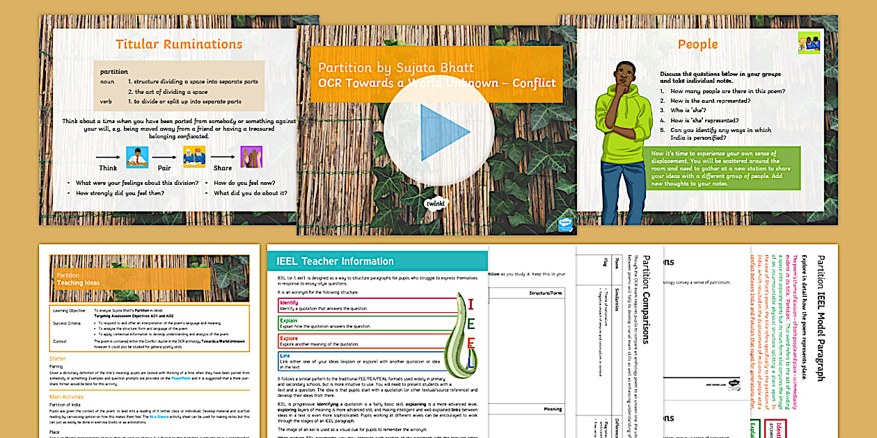 Editable GCSE Poetry Lesson to Support Teaching On 'Partition' by ...