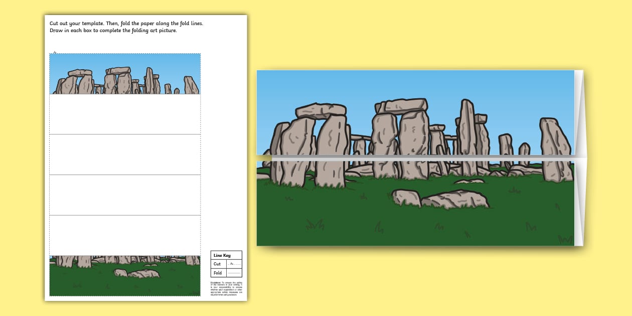 Stonehenge Art Folding Art Template (Teacher-Made) - Twinkl
