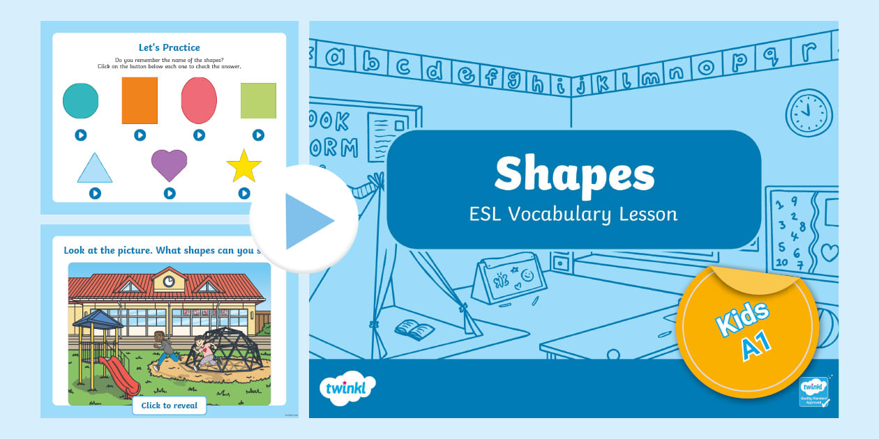 ESL Vocabulary Lesson: 2D Shapes [Kids, A1] (teacher made)