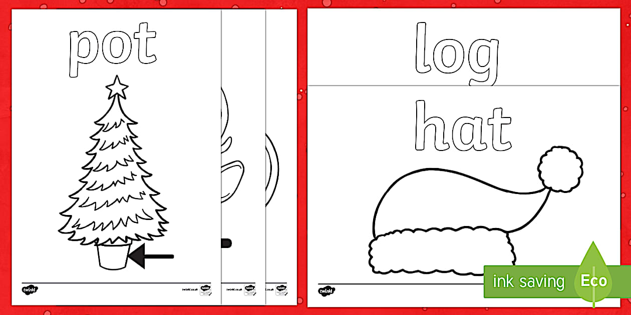 Christmas CVC Words Colouring Pages - Twinkl