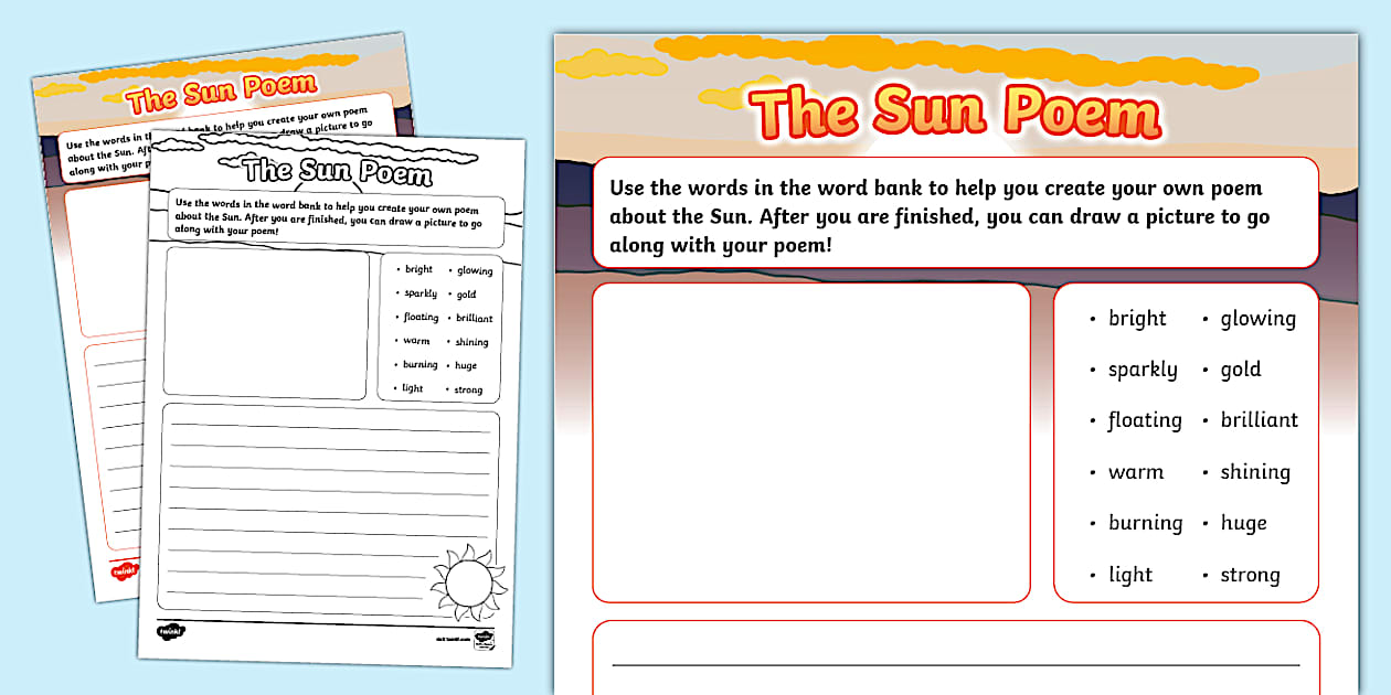 The Sun Poem Writing Template (teacher made) - Twinkl