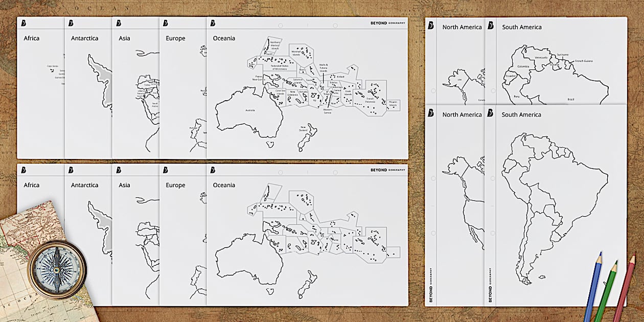 Blank Continent Base Maps Pack - Geography - Twinkl