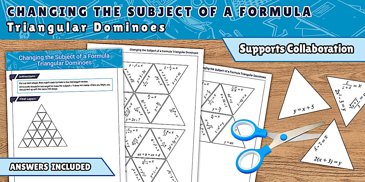 Changing the Subject of a Formula Triangular Dominoes