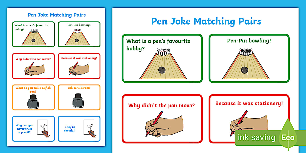 Pen Joke Matching Pairs (Teacher-Made) - Twinkl