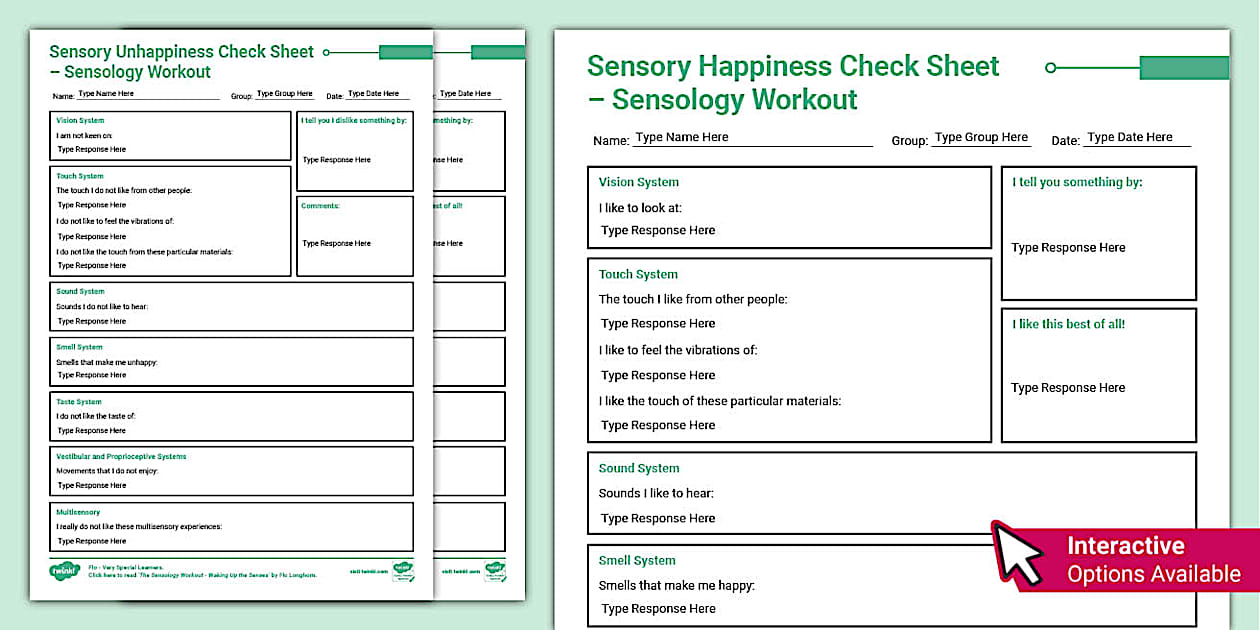 FREE! - Sensology Workout: Sensory Happiness and Sensory Unhappiness Check