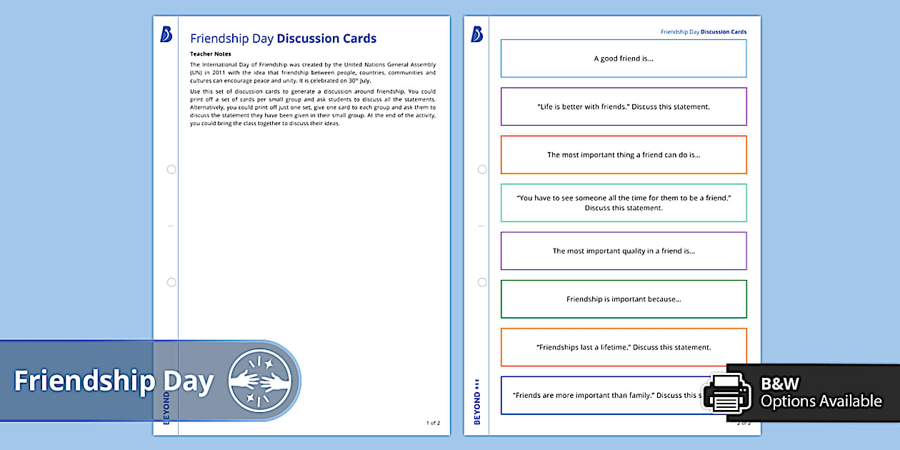 Friendship Discussion Cards | Secondary RSE | Beyond