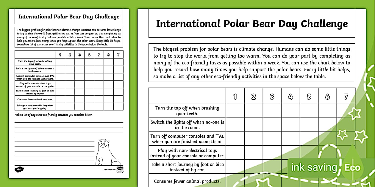 International Polar Bear Day Challenge For Children.