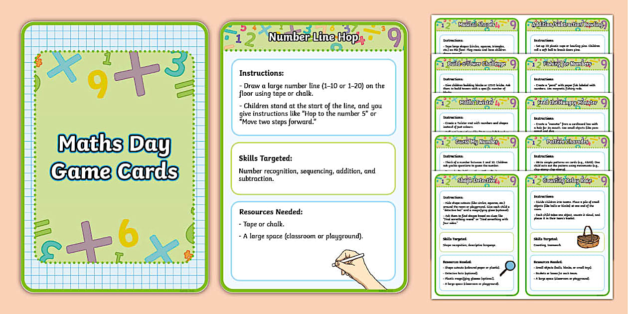 Math Day Game Cards (teacher made) - Twinkl