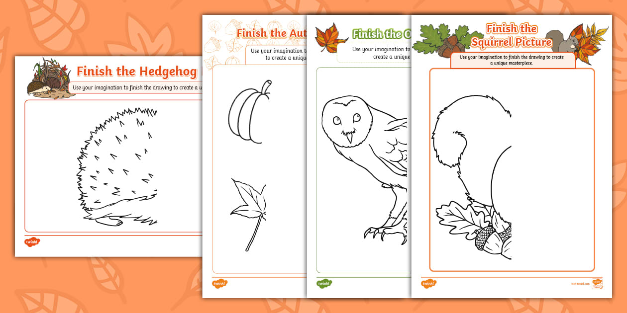 Autumn Finish The Picture Worksheet Pack - Twinkl