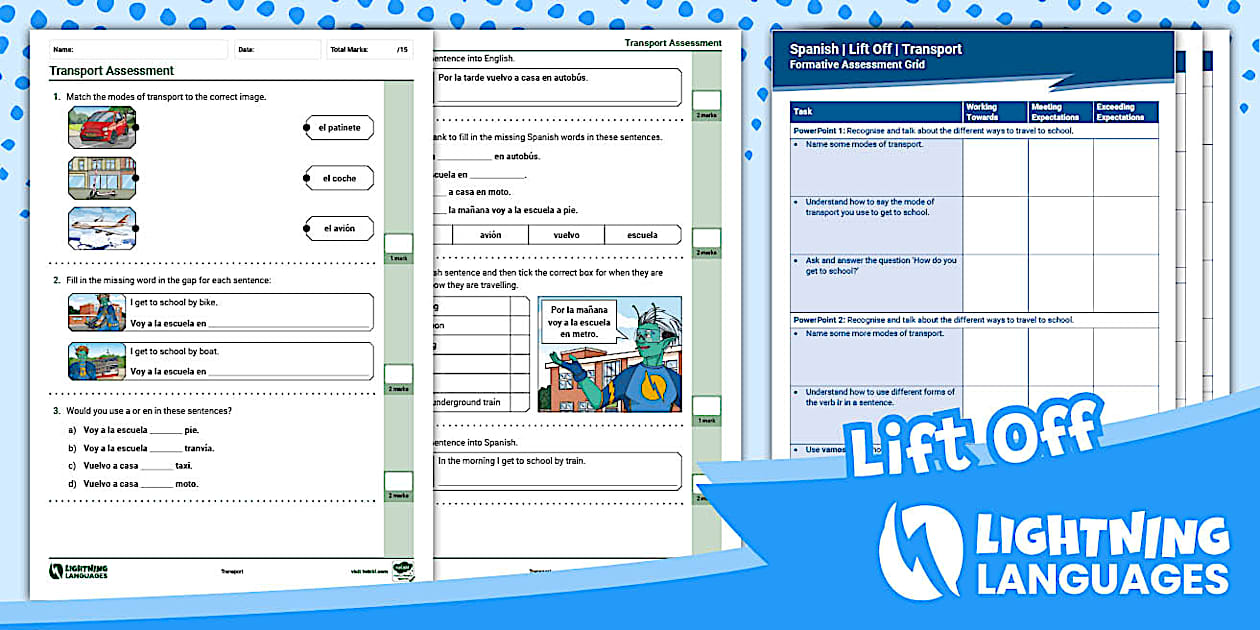 👉 Spanish Transport Assessment Test Pack