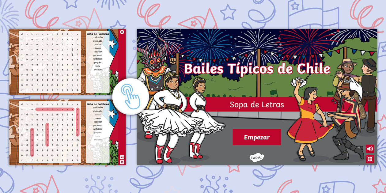 Sopa de Letras Interactiva: Bailes Típicos de Chile
