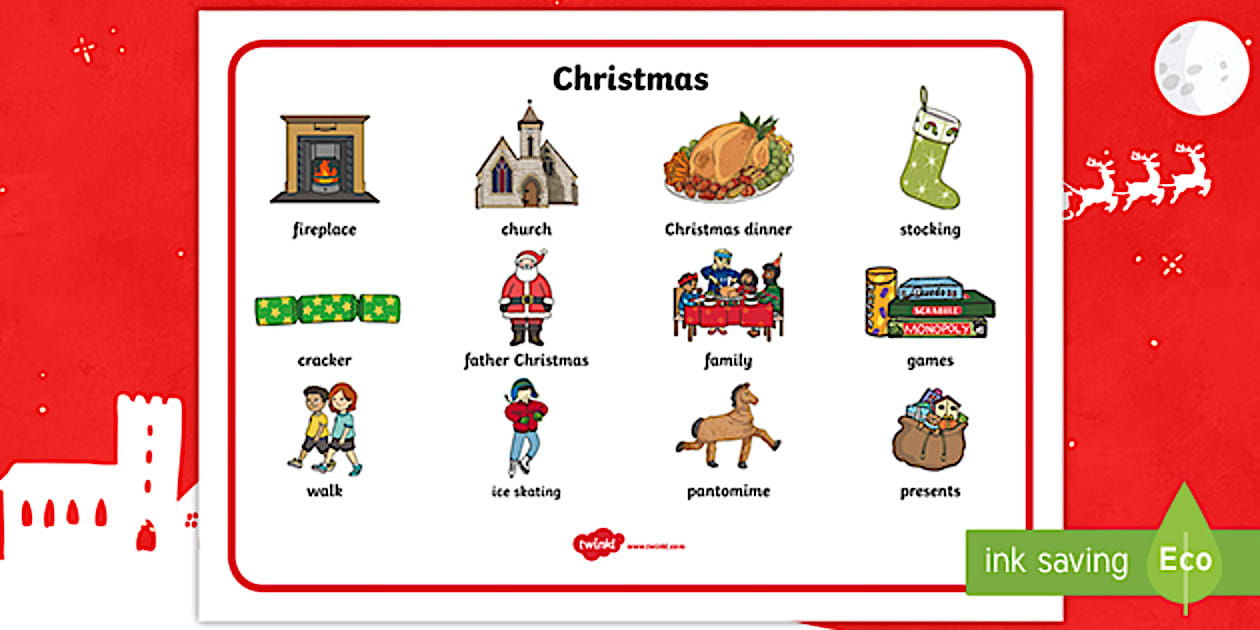 Christmas Holiday Recount Word Mat (teacher made) - Twinkl