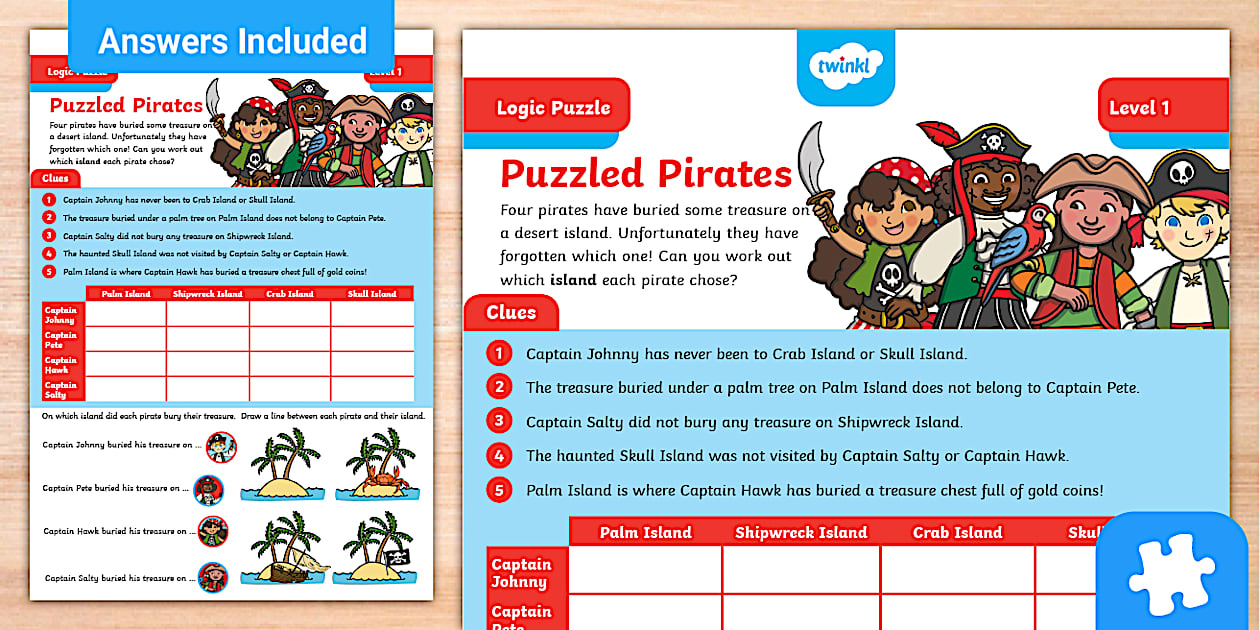 Puzzled Fun Pirate Logic Puzzles - Twinkl - Kids Puzzles
