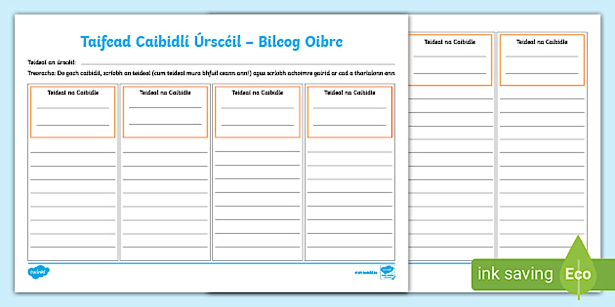 Novel Chapter Record Worksheet - Gaeilge - Twinkl