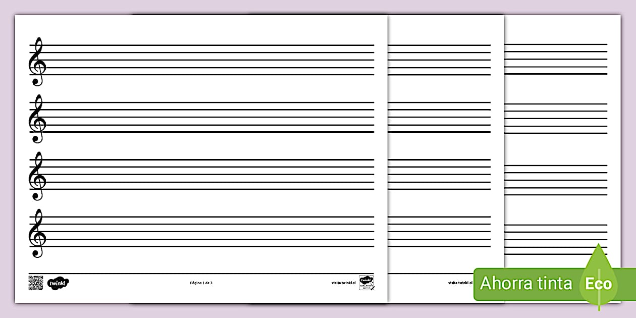 Hojas de actividades: Pentagrama en blanco (teacher made)