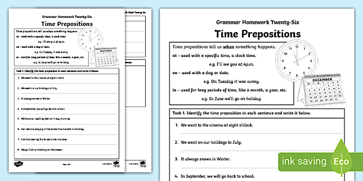 Grammar Homework Week Twenty-Six