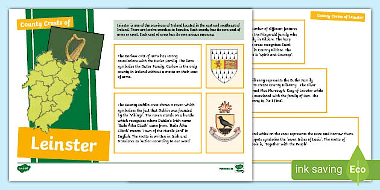 County Crests of Leinster (Fact File). (Teacher-Made)