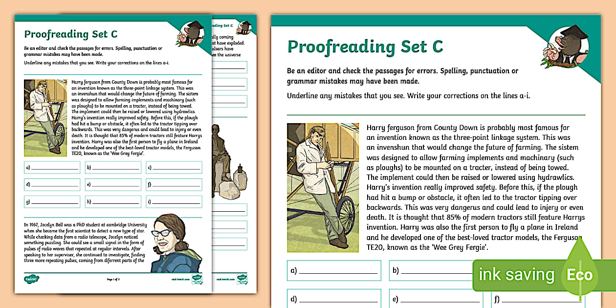 Proofreading Set C Activity Sheets (teacher made) - Twinkl