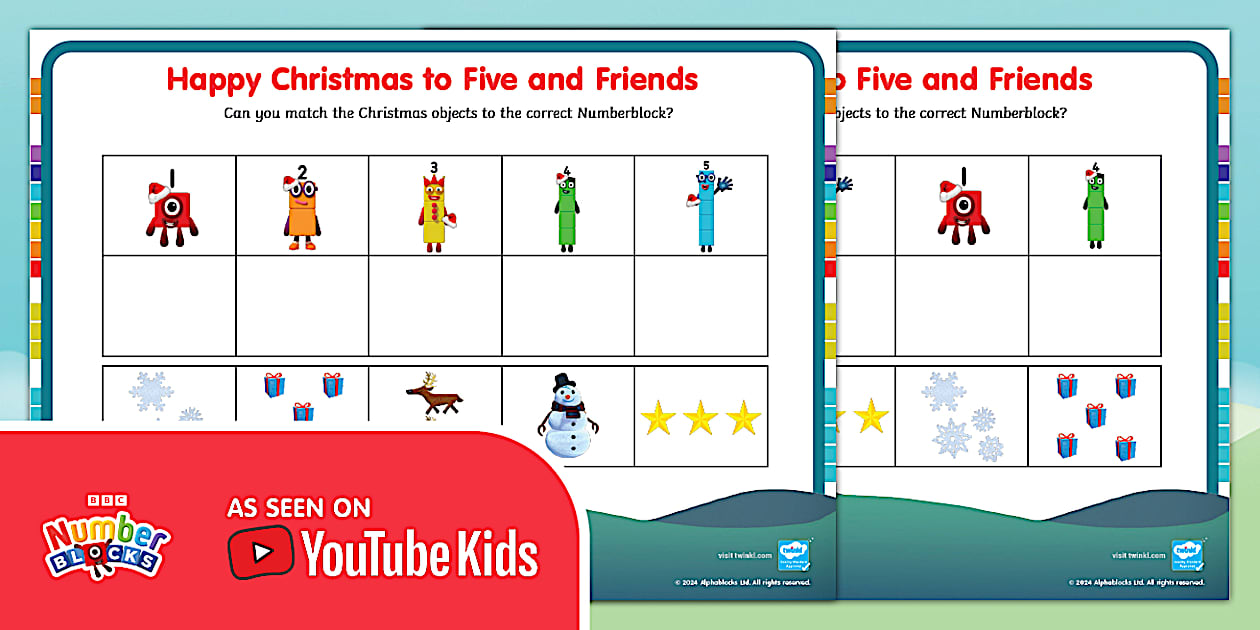 Christmas Numberblocks One To Five Cut And Stick Activity
