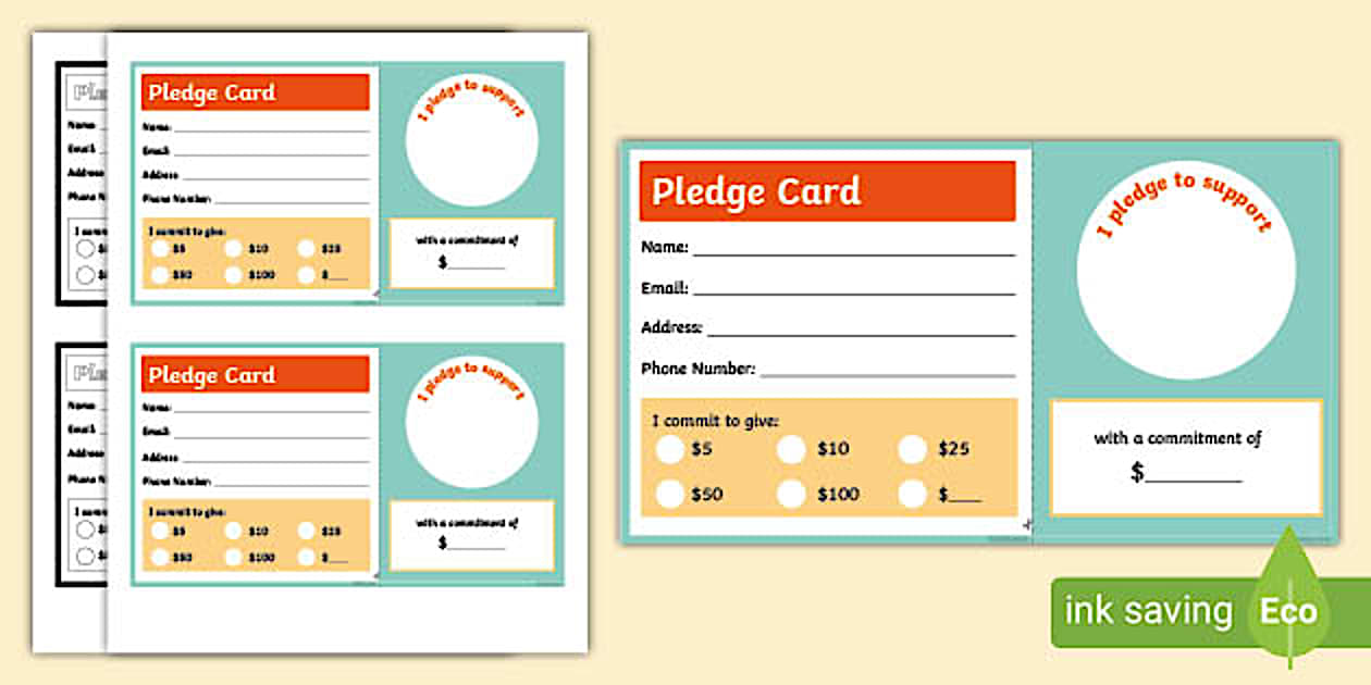 Editable Fundraiser Pledge Card Template | Grade K-5 Twinkl