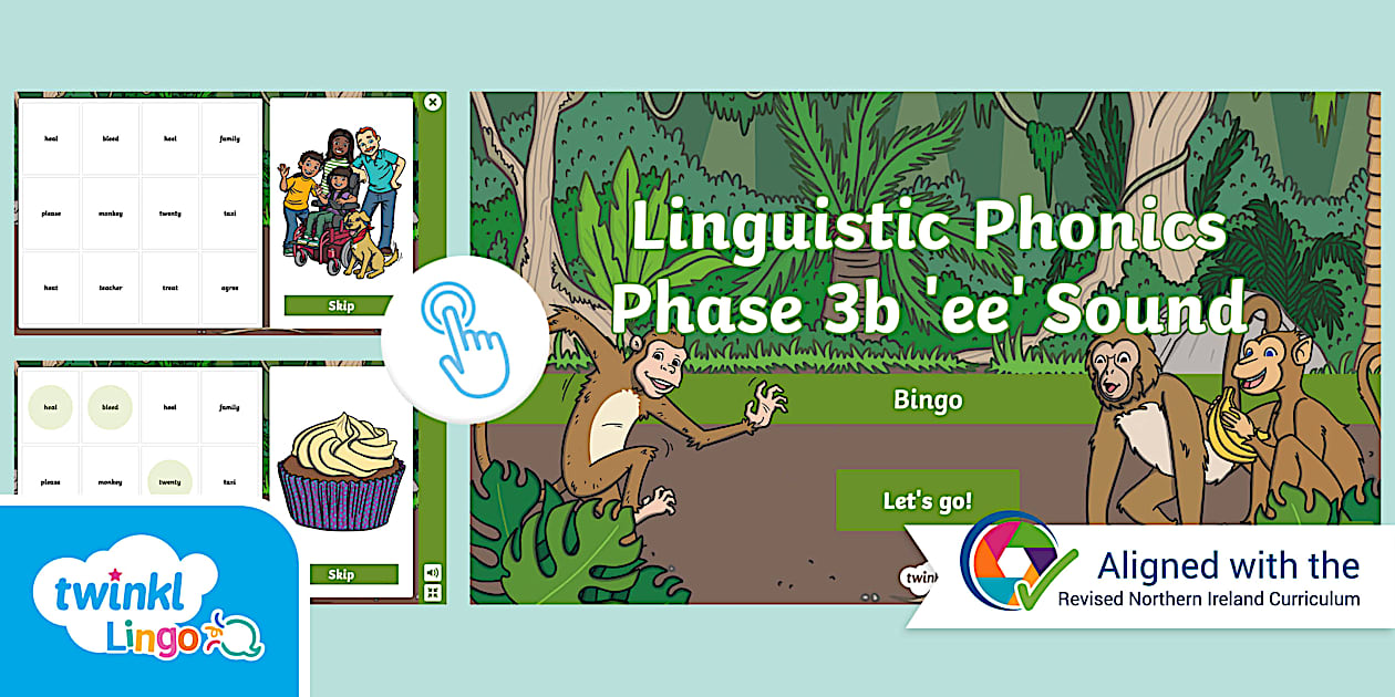 Linguistic Phonics Phase 3b 'ee' Sound Bingo Game - Twinkl