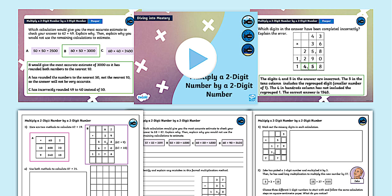 👉 Multiplication | 2-Digit by 2-Digit PowerPoint Pack | Maths
