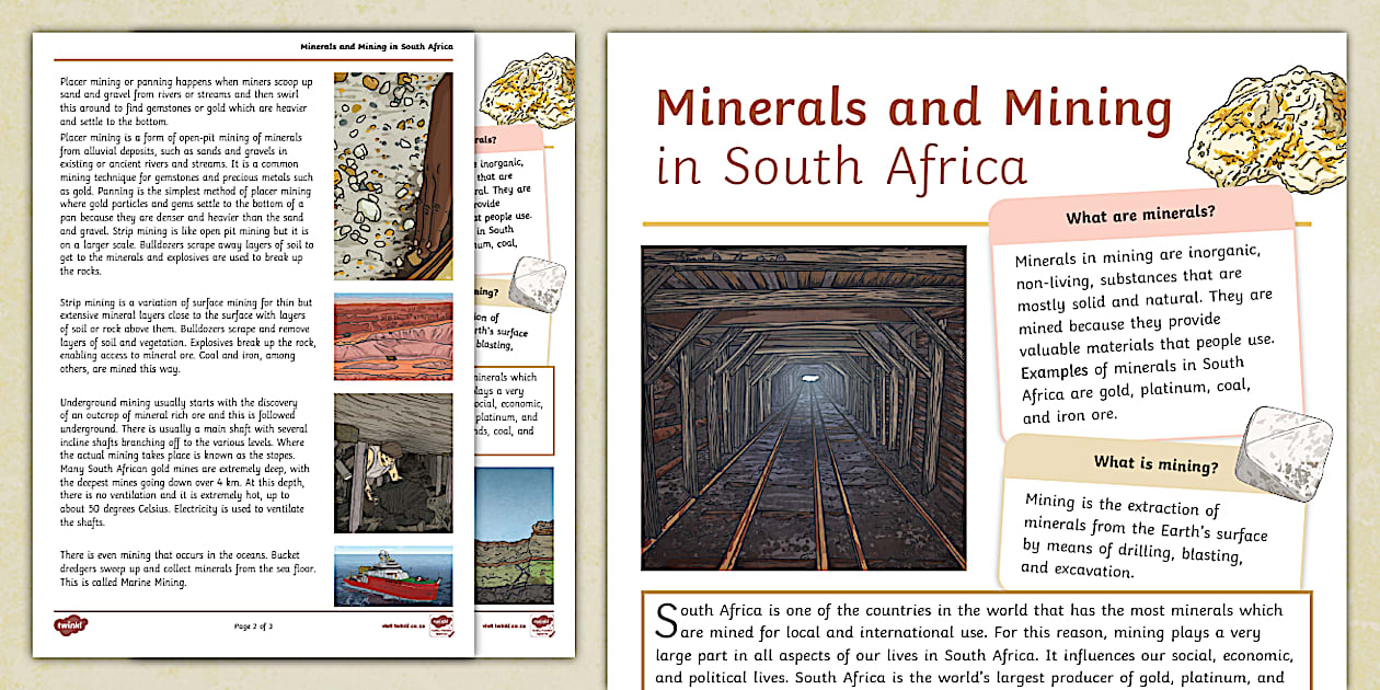 Minerals And Mining In South Africa Grade 5 - Twinkl ZA