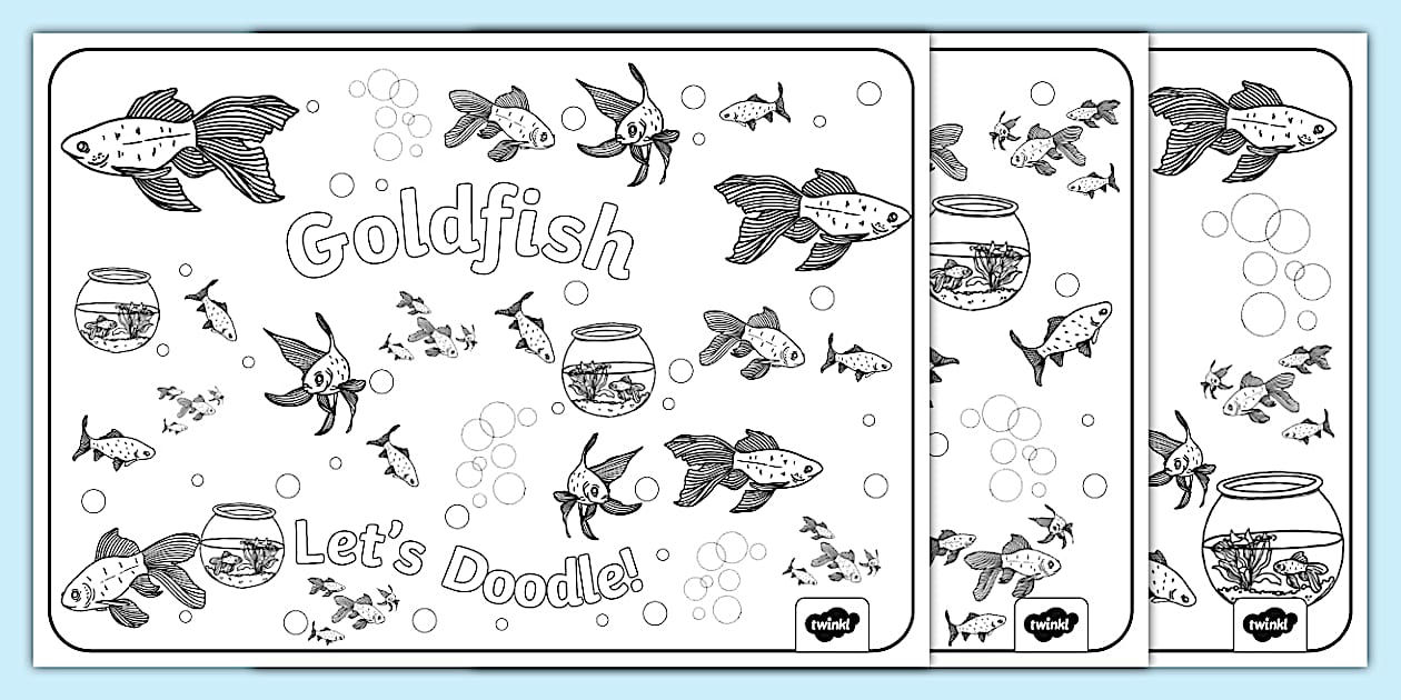 Goldfish Doodle Colouring Pages - Twinkl - KS1 - Twinkl