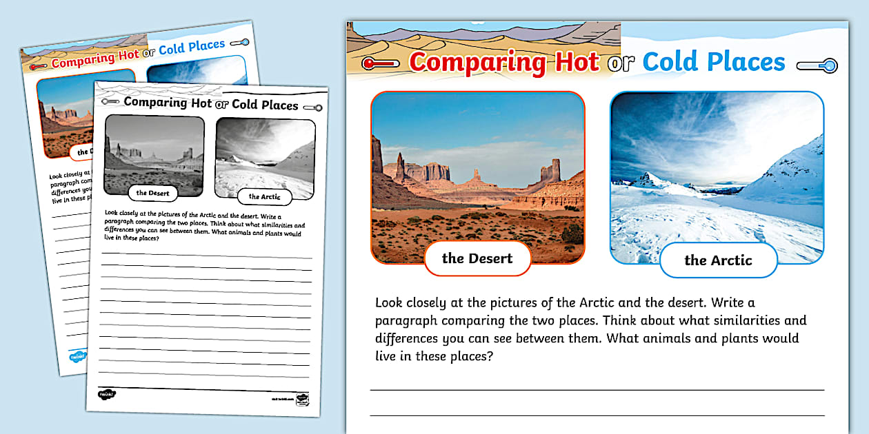 Comparing Hot and Cold Places Worksheet (teacher made)