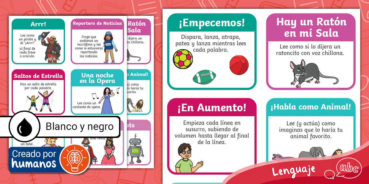 Tarjetas | Actividades | Plan Lector | Voz Alta | lectura