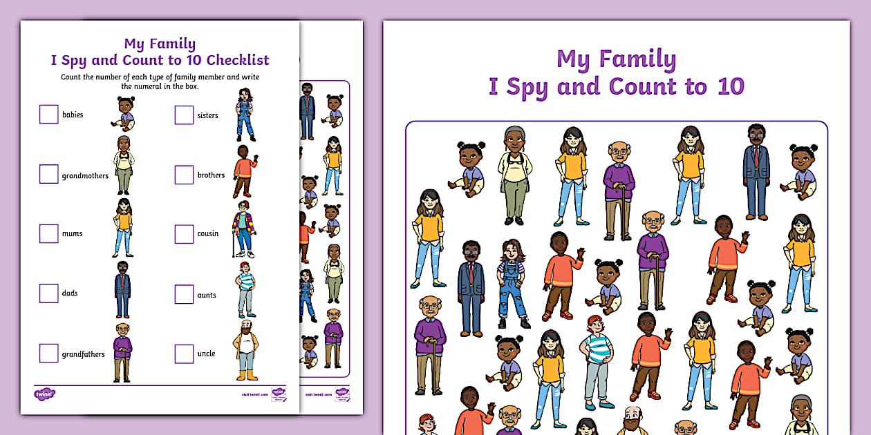 My Family I Spy and Count Activity to 10 | All About Me