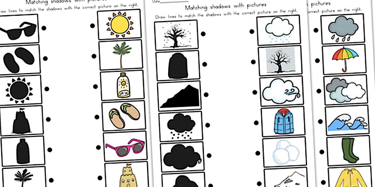 Winter Shadow Matching Worksheet Temperate (teacher made)