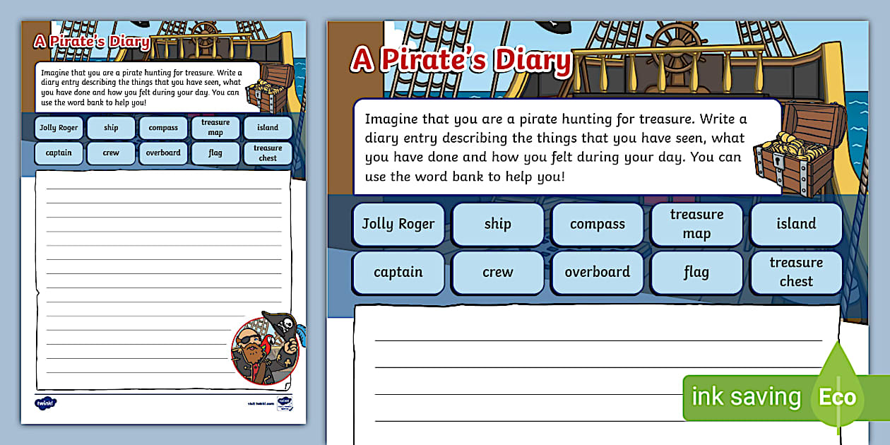 The Diary of Pirate Writing Frame (teacher made) - Twinkl