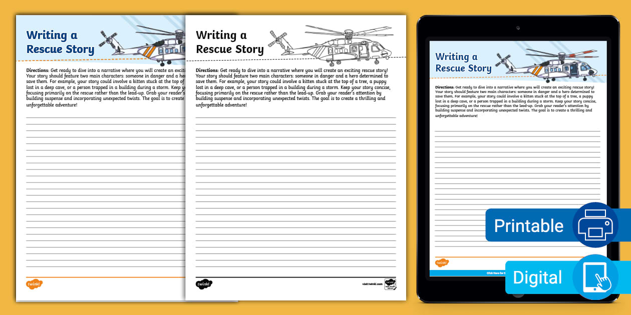 Sixth Grade Writing a Rescue Story Activity (teacher made)