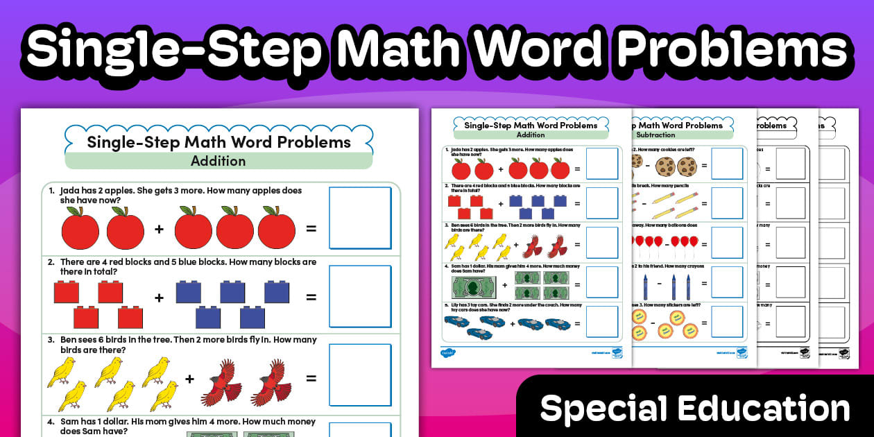 Single-Step Addition and Subtraction Math Word Problems