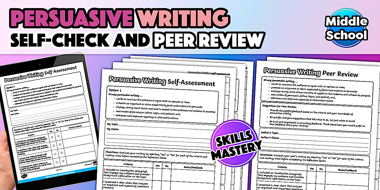 Persuasive Essay Peer Review Worksheet | Twinkl USA