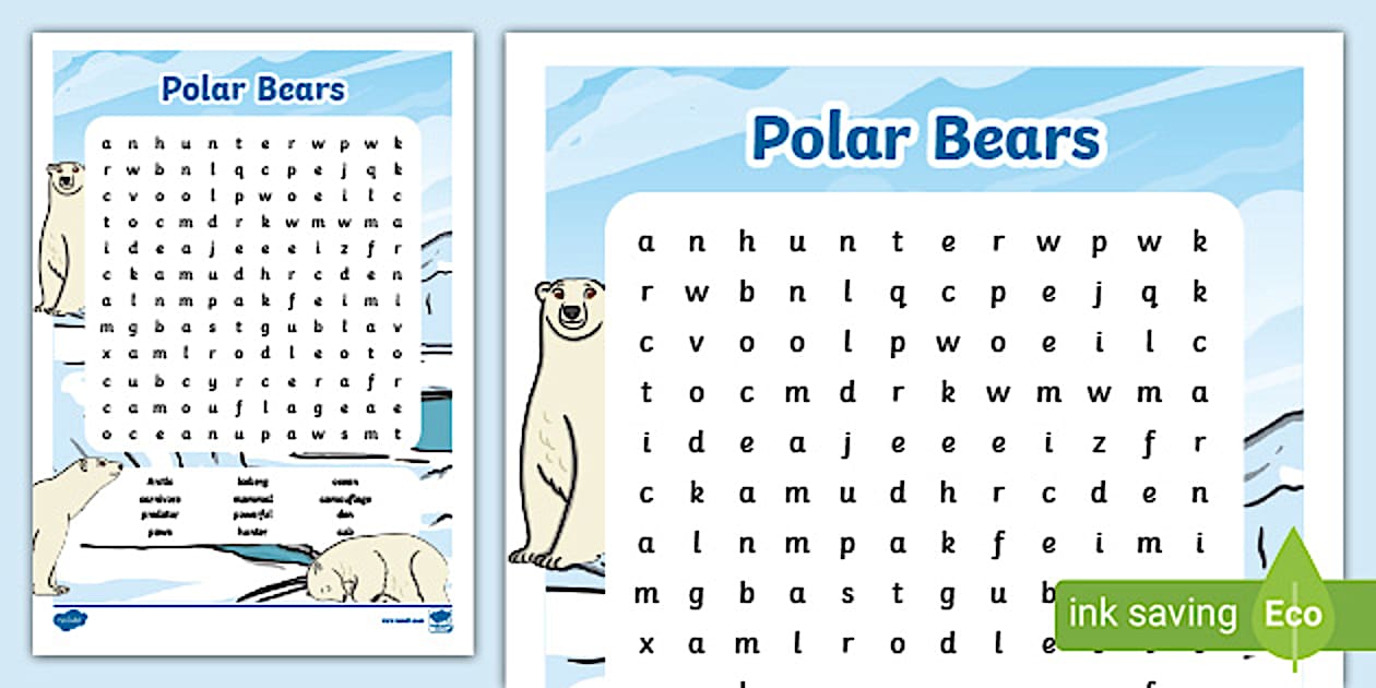 Polar Bear Word Search - KS1 (teacher made) - Twinkl