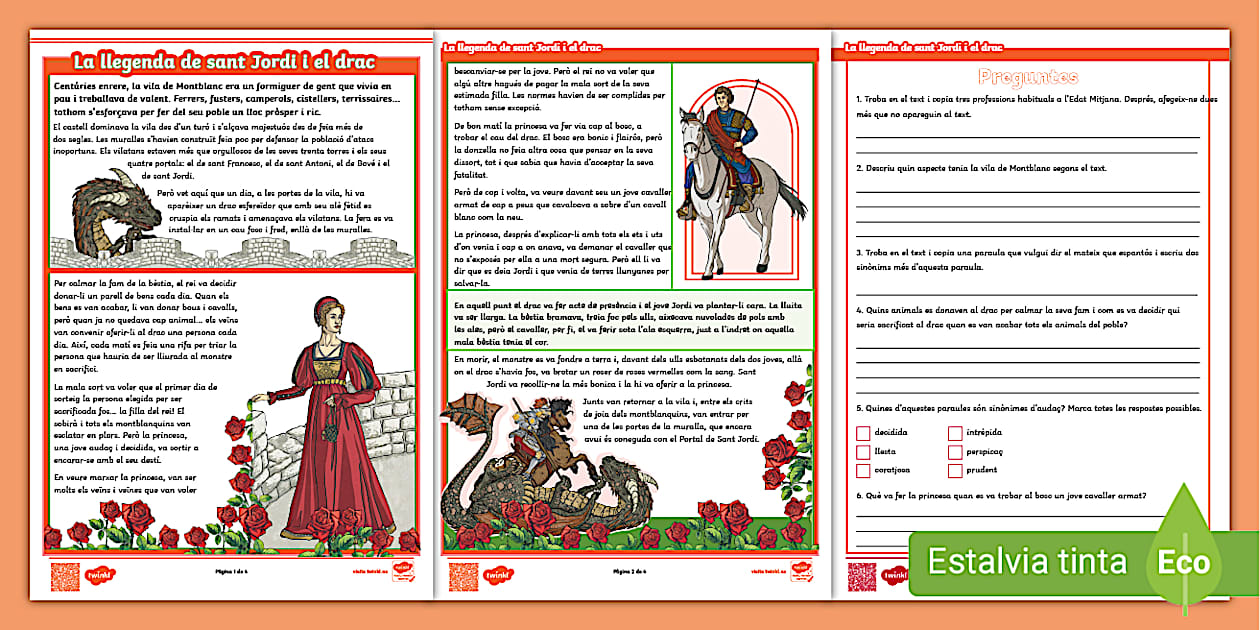 Comprensió lectora: La llegenda de sant Jordi i el drac - ABP Català
