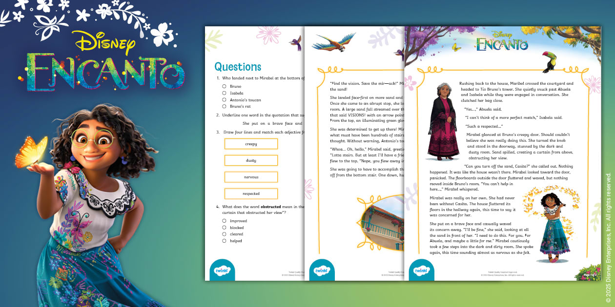 Encanto: Fifth Grade Reading Comprehension Worksheet