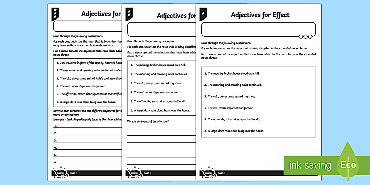SA Adjectives for Effect Differentiated Activity Pack