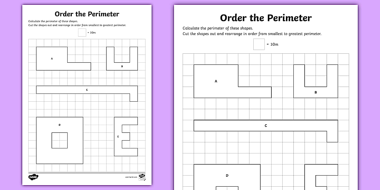 Editable Order the Perimeter of Compound Shapes Worksheet