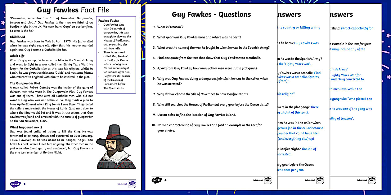 Guy Fawkes Night | Guy Fawkes Reading Comprehension Activity