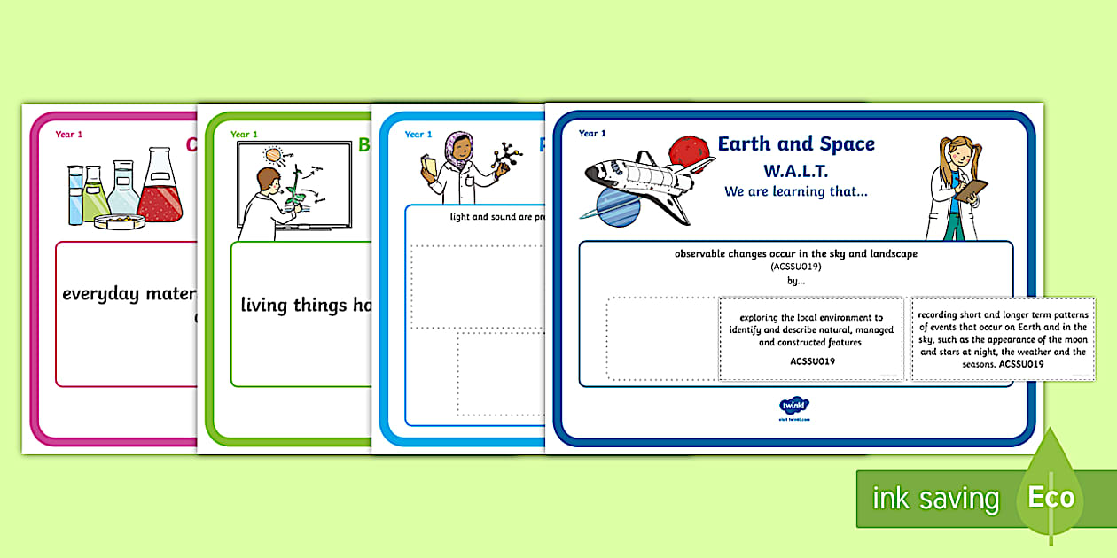 SA Year 1 Australian Curriculum Science Understandings WALT Display Posters