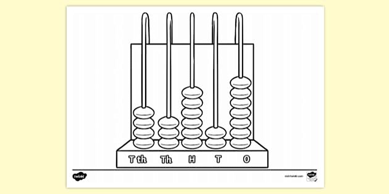 5-Digit Number Spike Abacus Colouring Sheet | Twinkl