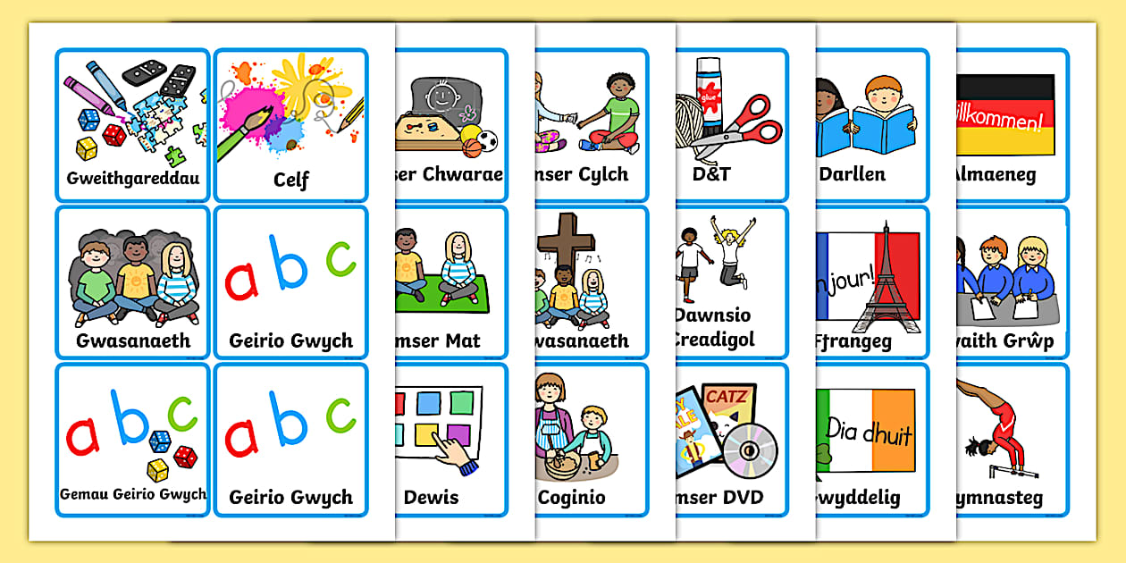 Editable Visual Timetable for KS1 Welsh - Twinkl