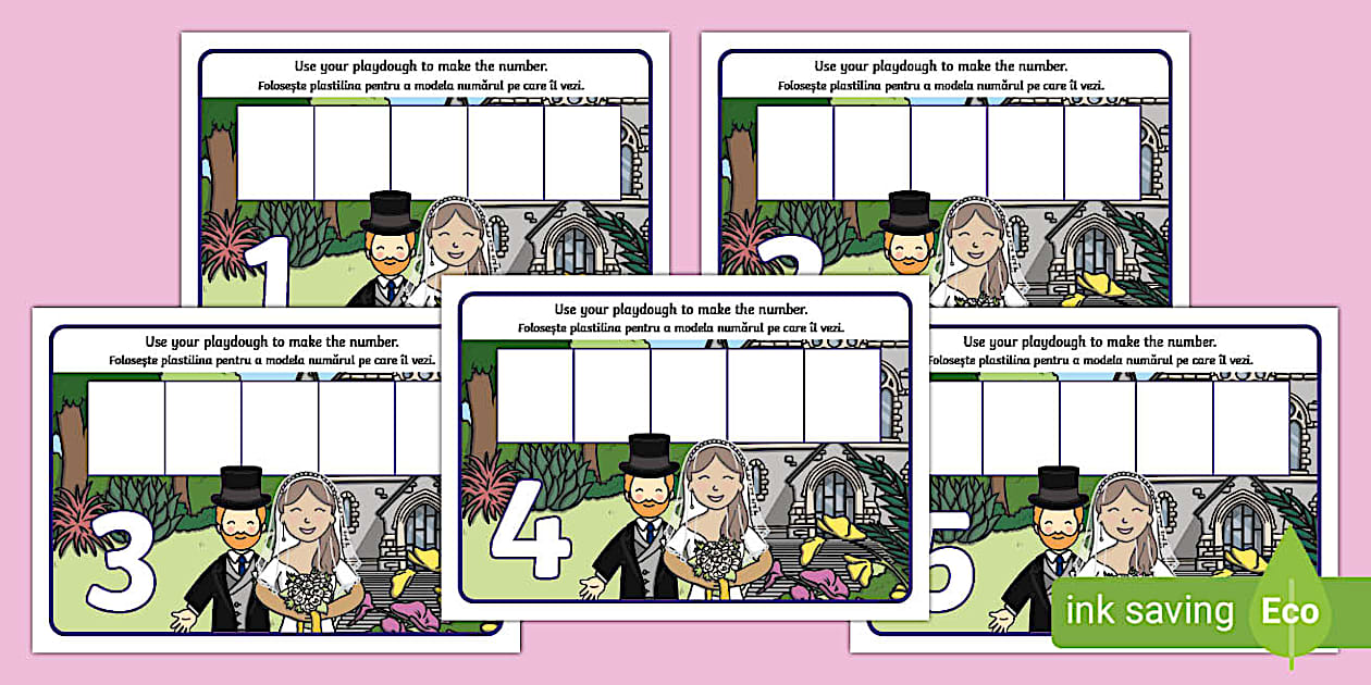 Wedding 5 Frame Modelling Dough Mats - English/Romanian