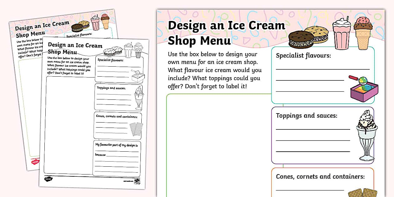 Design an Ice Cream Shop Menu (teacher made) - Twinkl