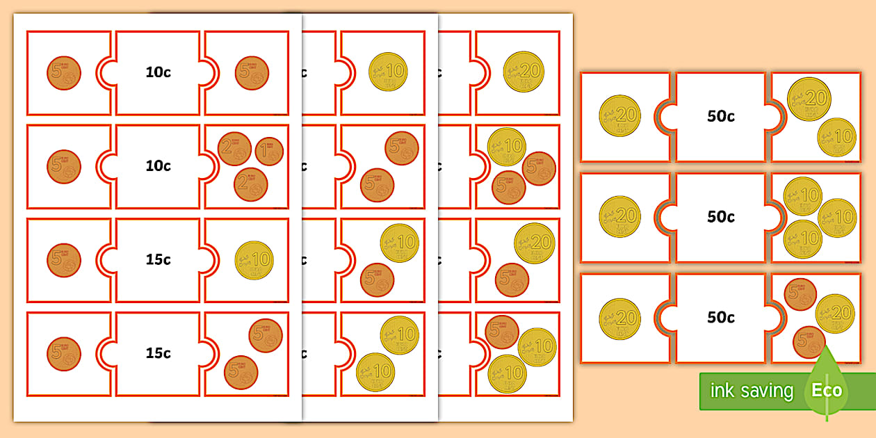 Editable First Class Euro Coins and Amounts Jigsaws - Twinkl