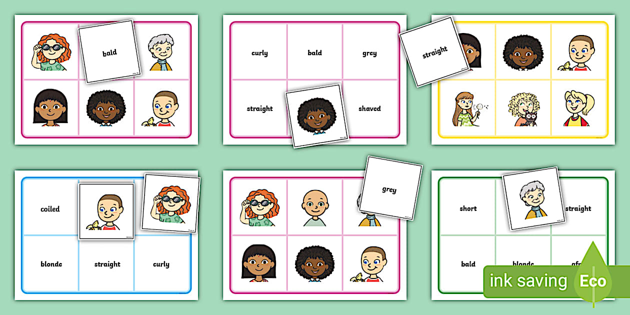 Hair Vocabulary Matching Cards Board Game