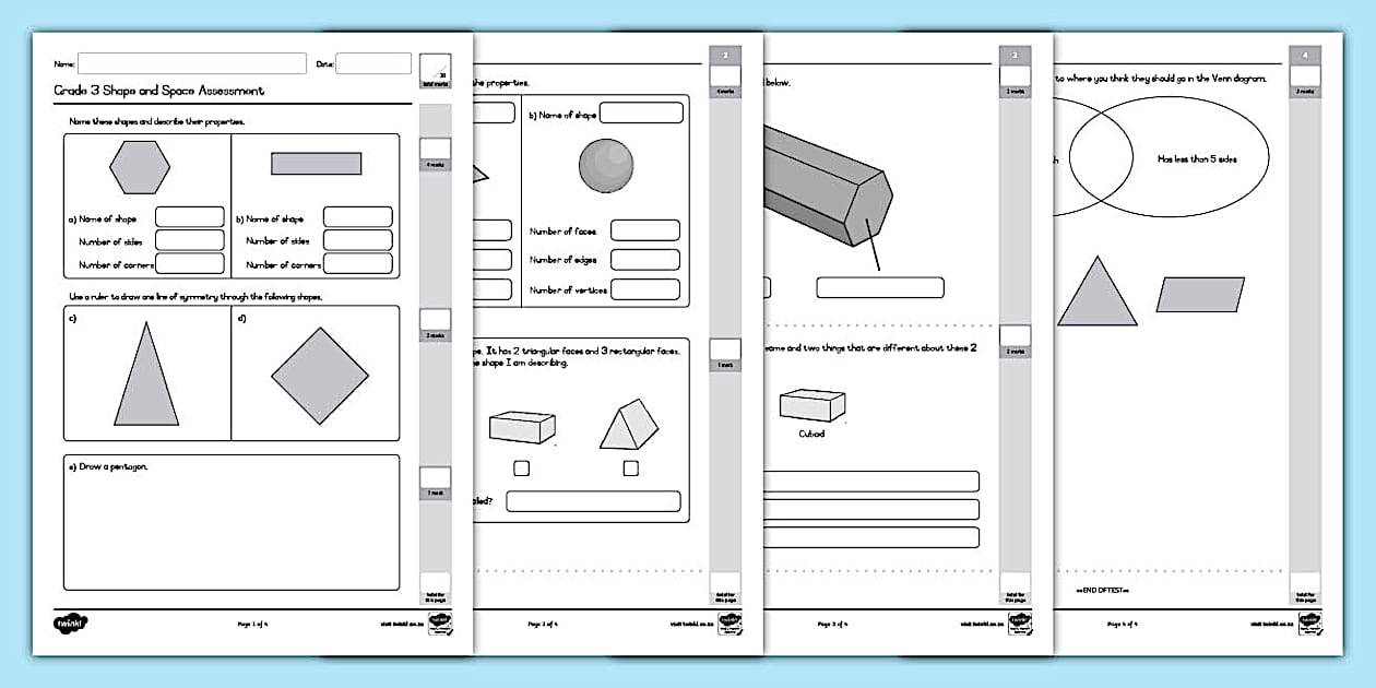 Grade 3: Shape and Space Assessment (teacher made) - Twinkl